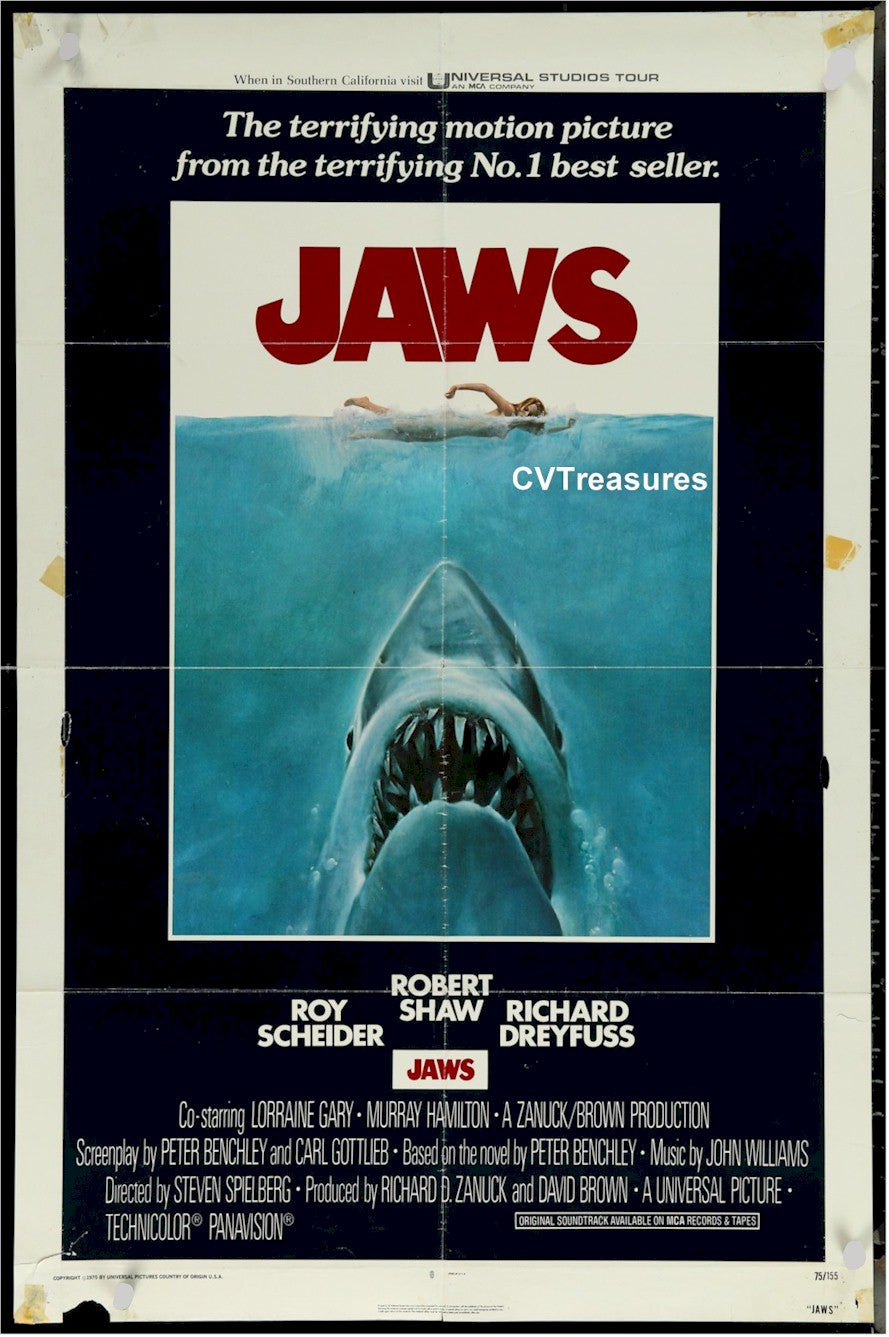 Jaws Poster 1975 Original Authentic Vintage Movie Poster One Sheet Lin ...