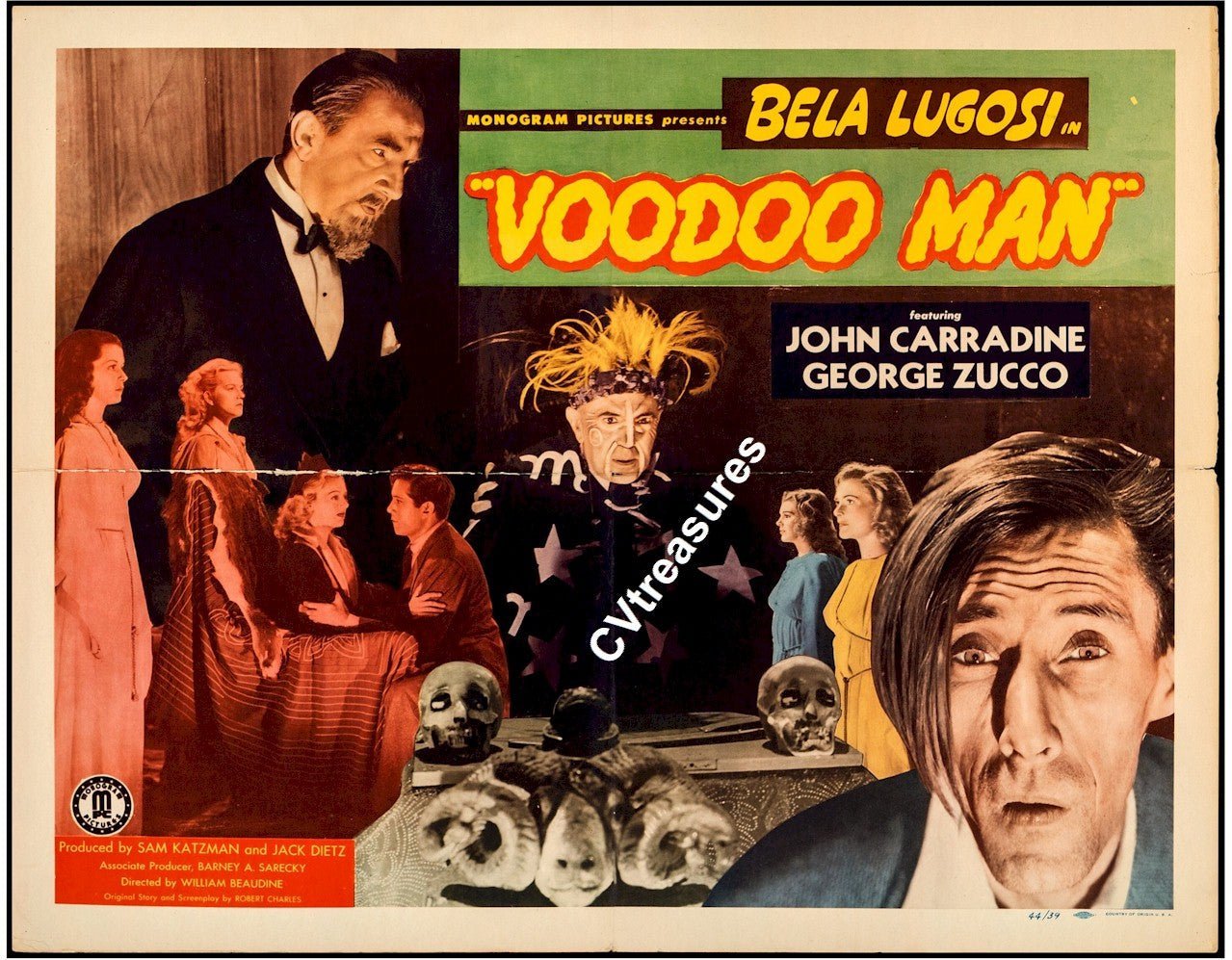 Horror Movie Poster VOODOO MAN Bela Lugosi Authentic Original Vintage ...
